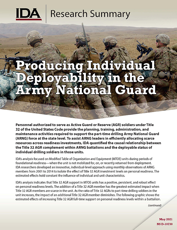 document cover, Producing Individual Deployability in the Army National ...